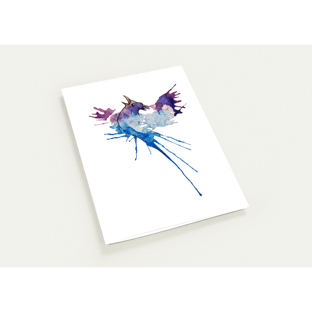 Colorful Inkblot Bird Explosion Greeting Cards – Pack of 10 Premium De ...
